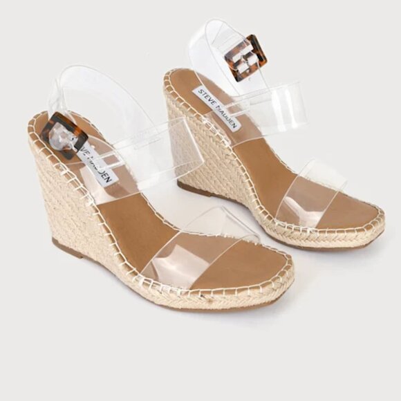 Steve Madden | Shoes | Clear Vinyl Espadrille Wedges Size 85 Bn Never ...
